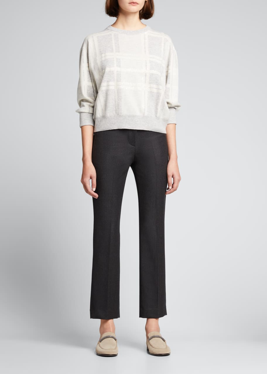 Brunello Cucinelli Pailette Plaid Solomeo Cashmere Sweater - Bergdorf ...
