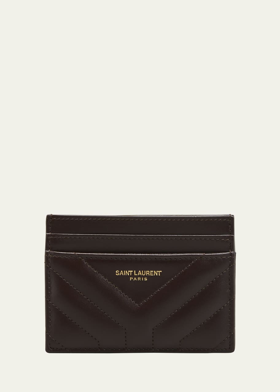 Saint Laurent YSL Chevron Quilted Card Case - Bergdorf Goodman