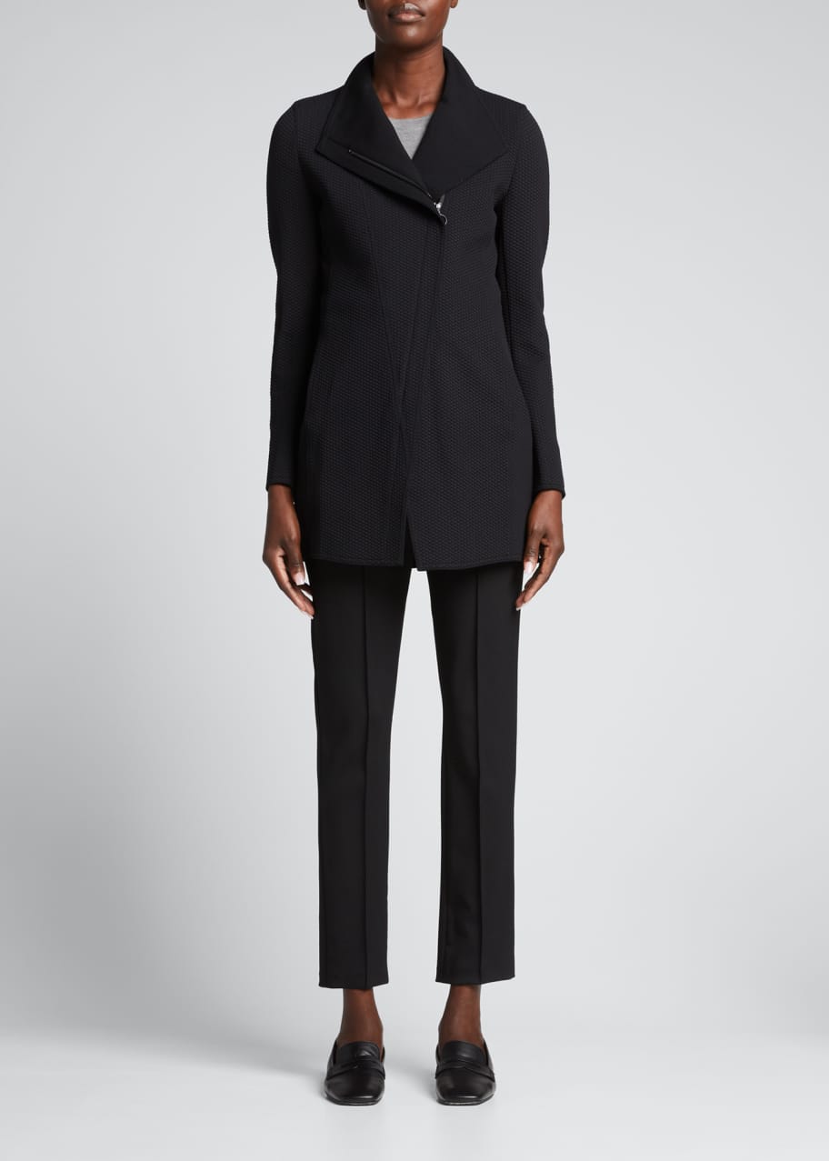Akris punto Fishnet Textured Long Biker Jacket - Bergdorf Goodman