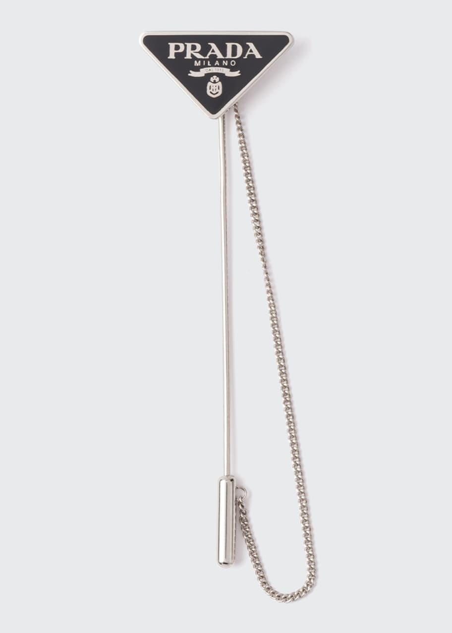 Prada Men's Triangle Logo Lapel Pin - Bergdorf Goodman