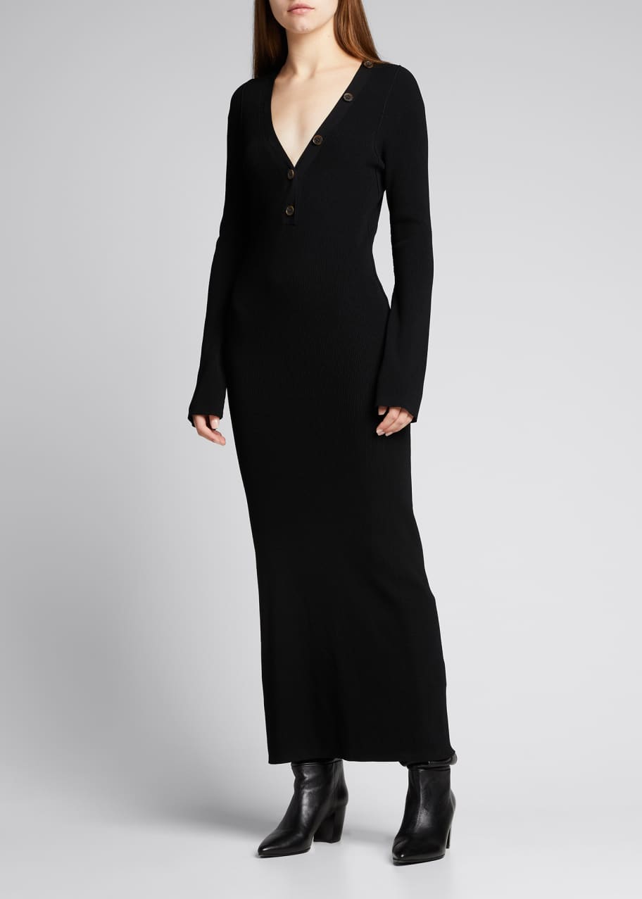 FRAME Long-Sleeve Ribbed Dress - Bergdorf Goodman