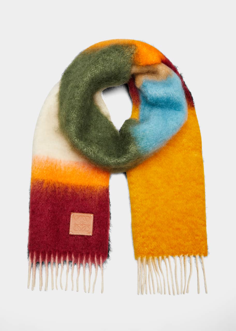 Loewe Multicolor Striped Mohair-Wool Scarf - Bergdorf Goodman
