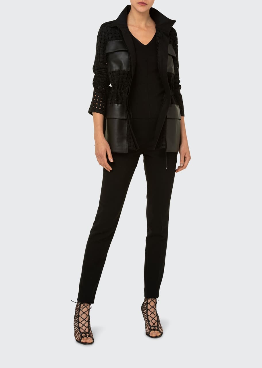 Akris Open Grid Jacket w/ Leather Trim - Bergdorf Goodman