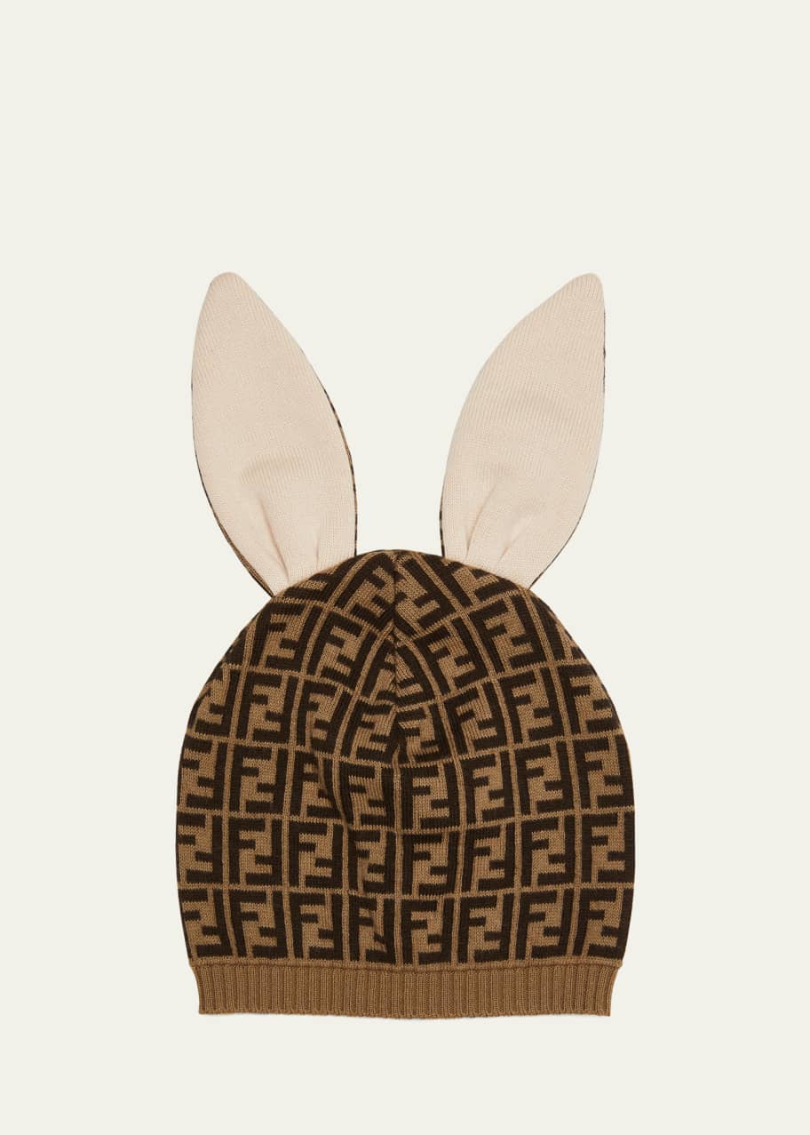 Fendi Kid's FF Logo Bunny Ears Beanie, Size 1-2 - Bergdorf Goodman