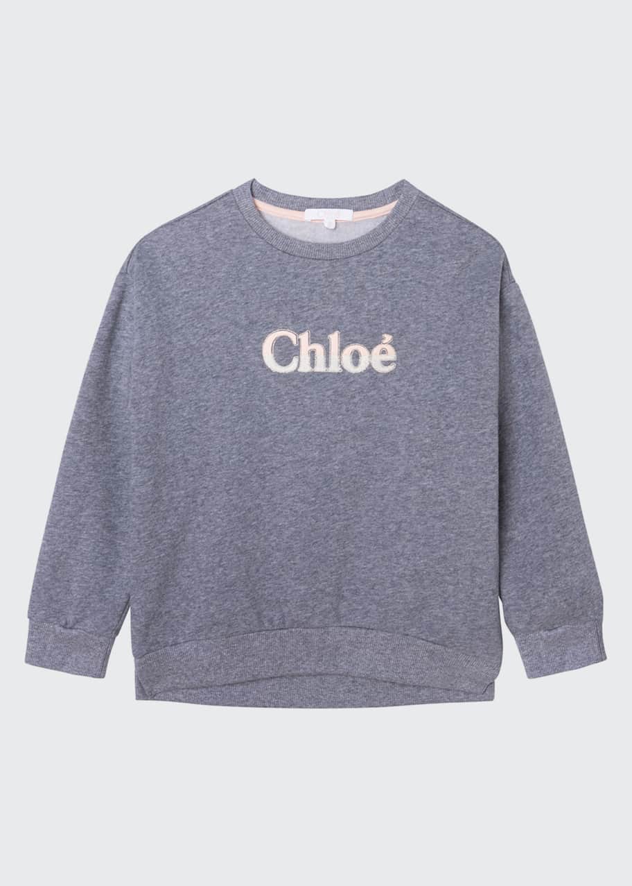 Chloe Girl's Logo-Print Cotton Sweater, Size 6-12 - Bergdorf Goodman