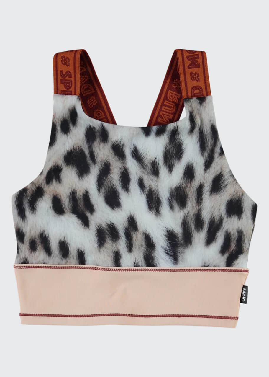 Molo Girl's Olivia Leopard-Print Crop Top w/ HeiQ Tech, Size 5-16 ...