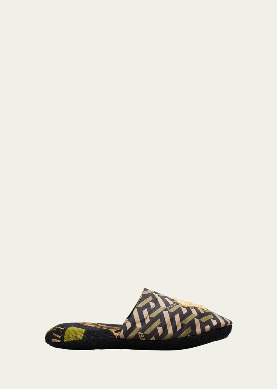 Versace Men's Greca Medusa Slippers - Bergdorf Goodman