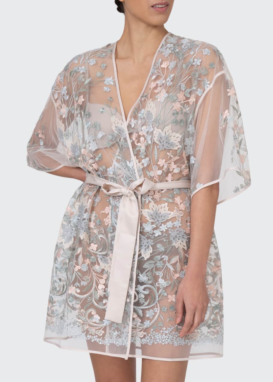 Rya Collection Iris Short Floral Embroidered Robe - Bergdorf Goodman
