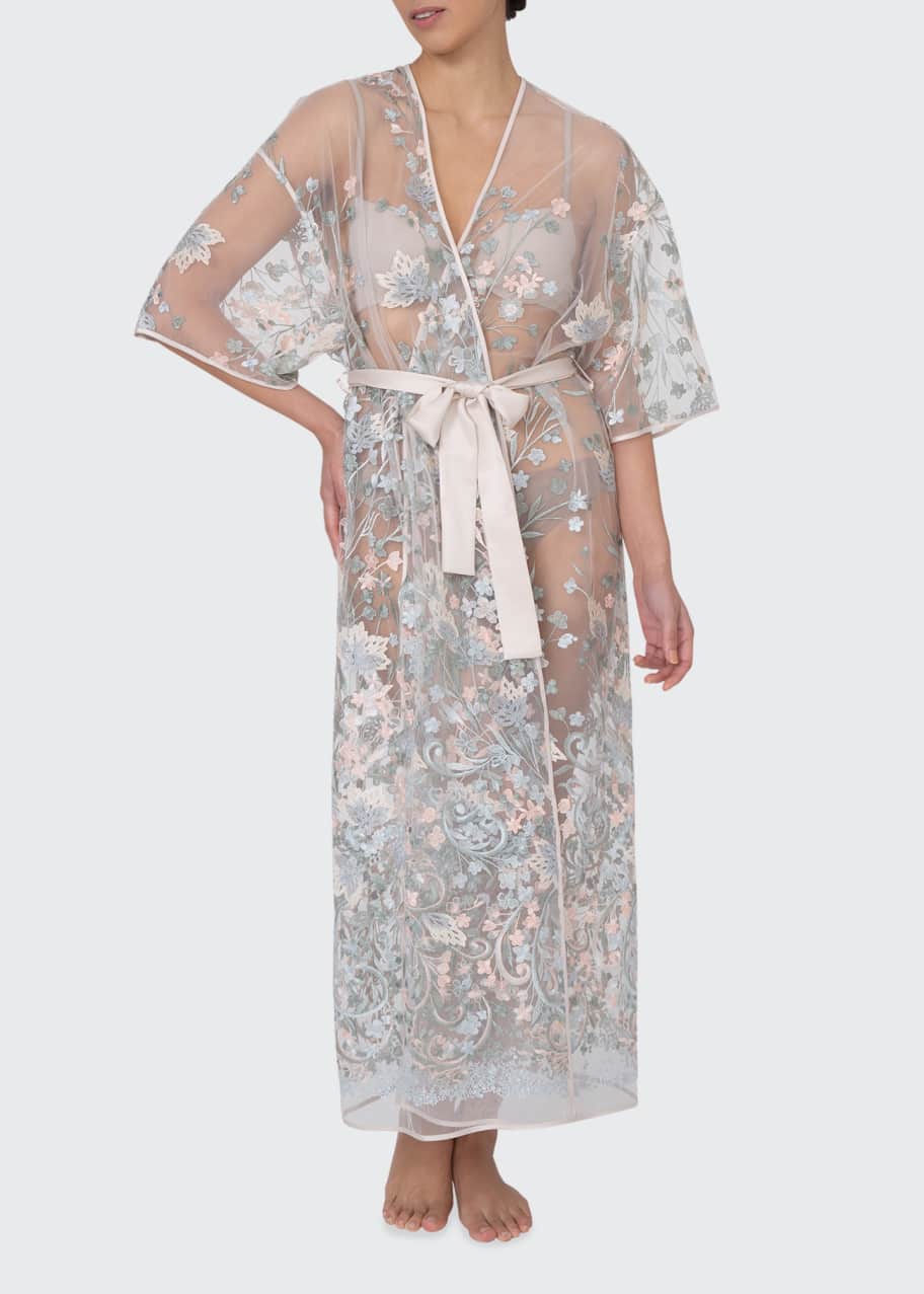 Rya Collection Iris Sheer Floral Embroidered Robe - Bergdorf Goodman