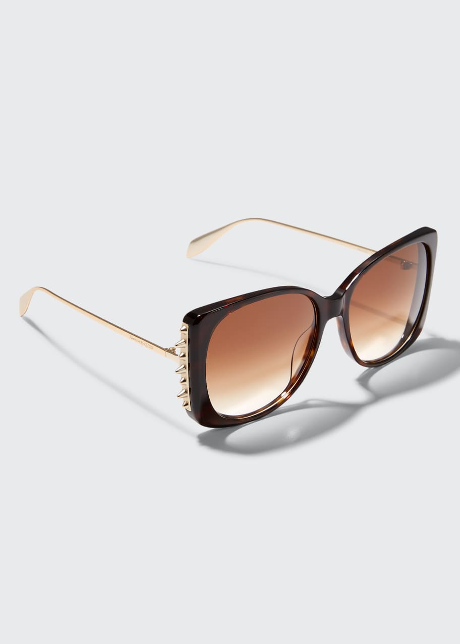 McQueen Spike Rectangle Acetate Sunglasses - Bergdorf Goodman
