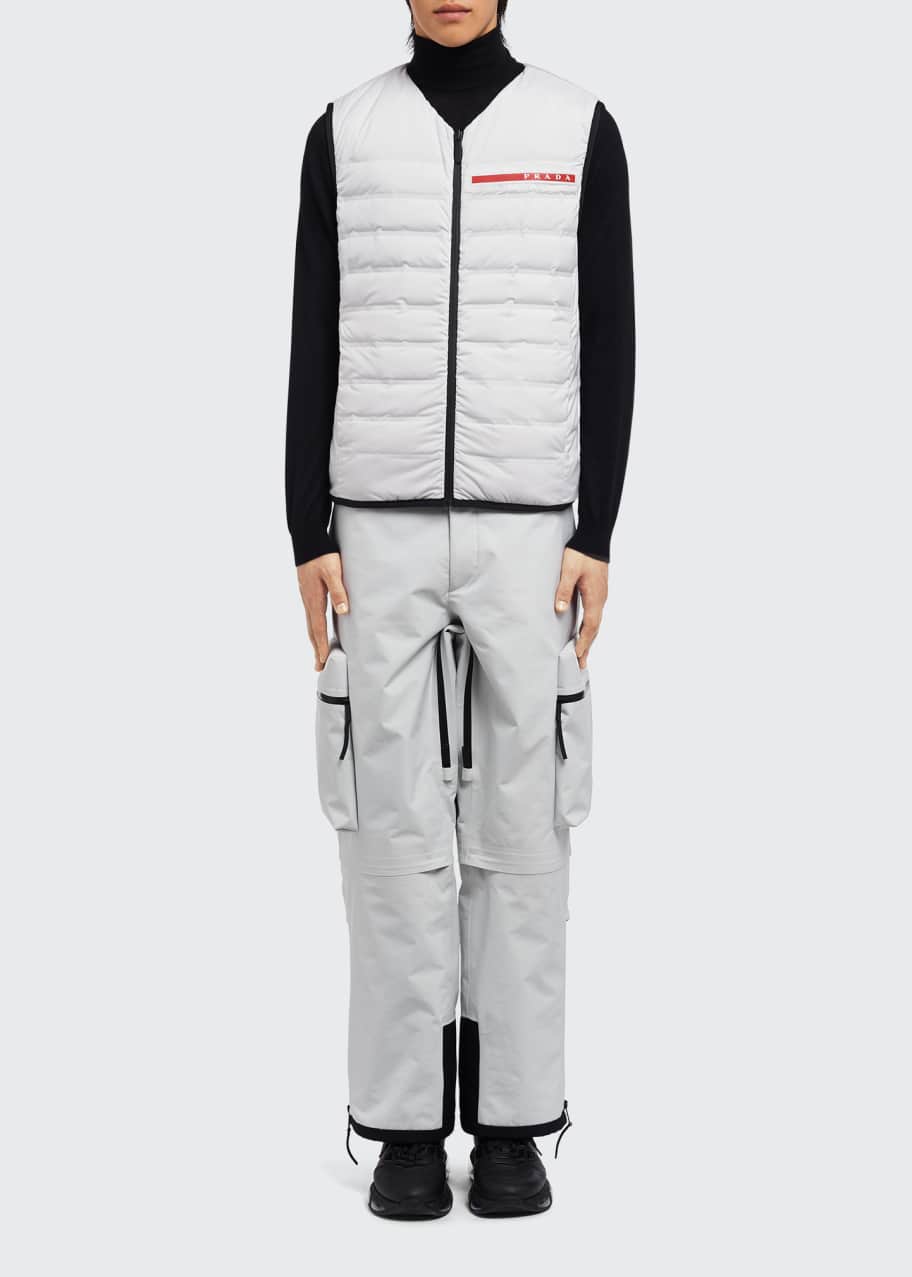 Prada Men's Reversible Fleece/Nylon Down Vest - Bergdorf Goodman