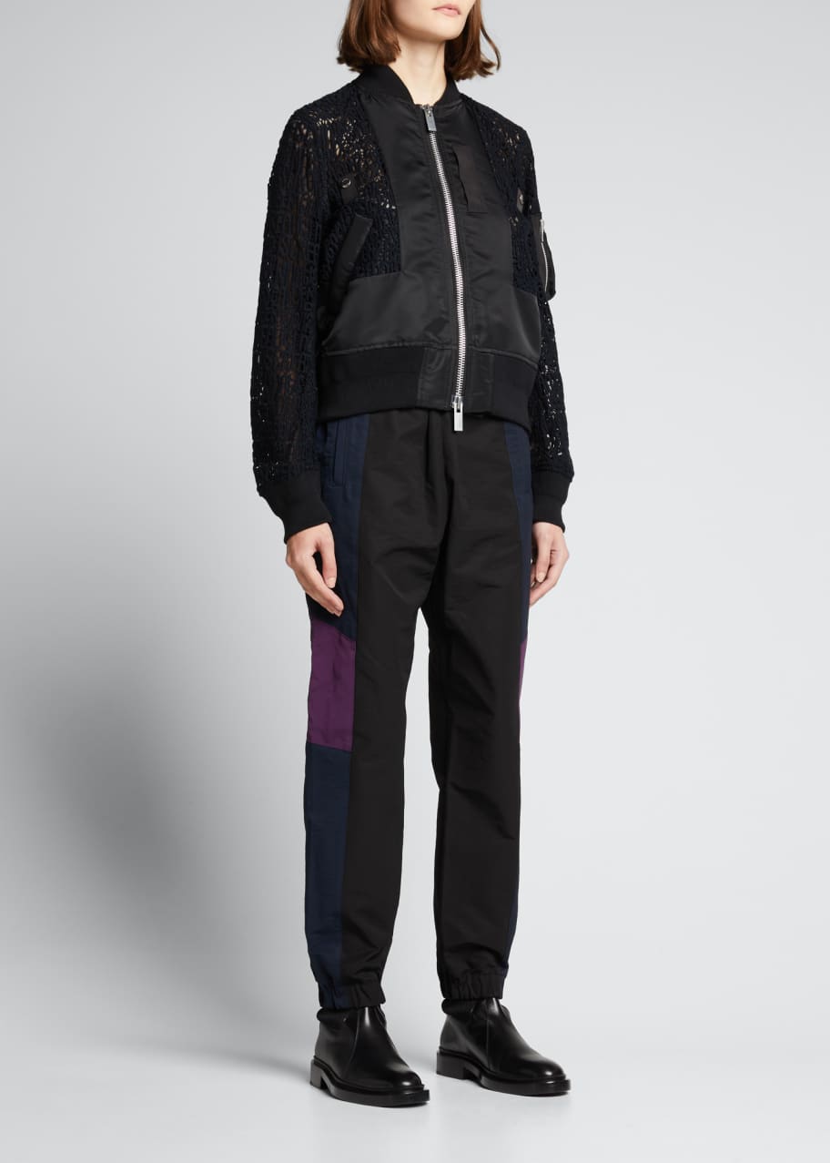 SACAI Message Lace-Embroidered Bomber Jacket - Bergdorf Goodman