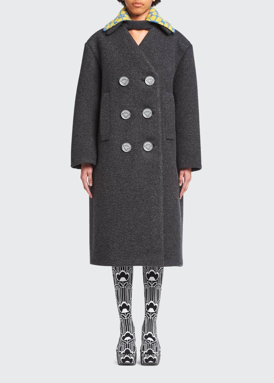 Prada Double-Breasted Double Collared Oversized Coat - Bergdorf Goodman