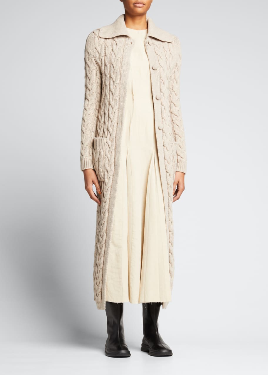 Brock Collection Long Cable-Knit Cashmere Cardigan - Bergdorf Goodman