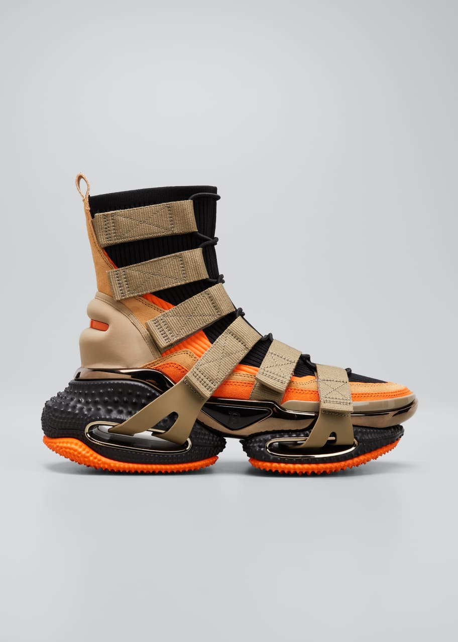 Balmain Men's B Bold Cord Strap High-Top Chunky Sneakers - Bergdorf Goodman