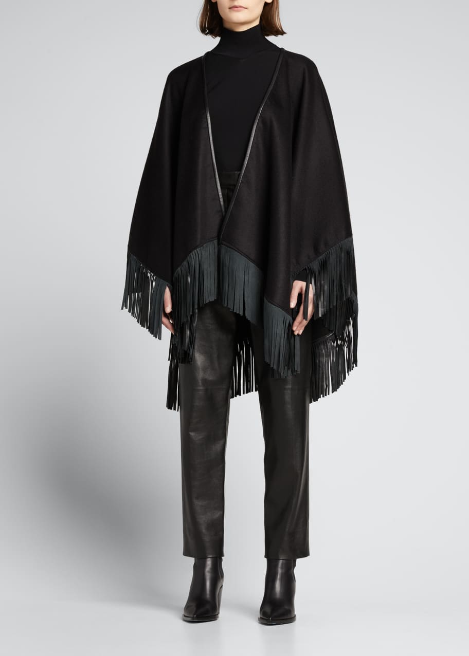Sofia Cashmere Reversible Fringe Cashmere Cape - Bergdorf Goodman