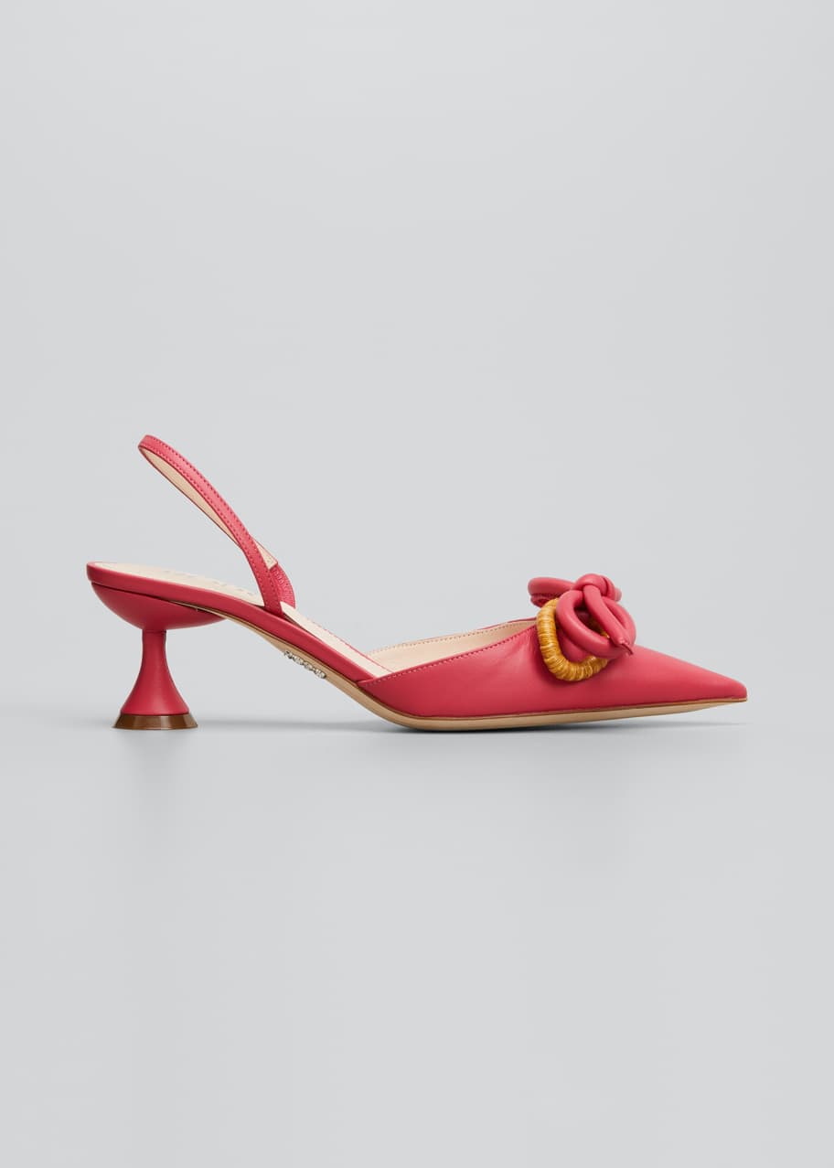 RODO Leather Wicker Bow Slingback Mule Pumps - Bergdorf Goodman