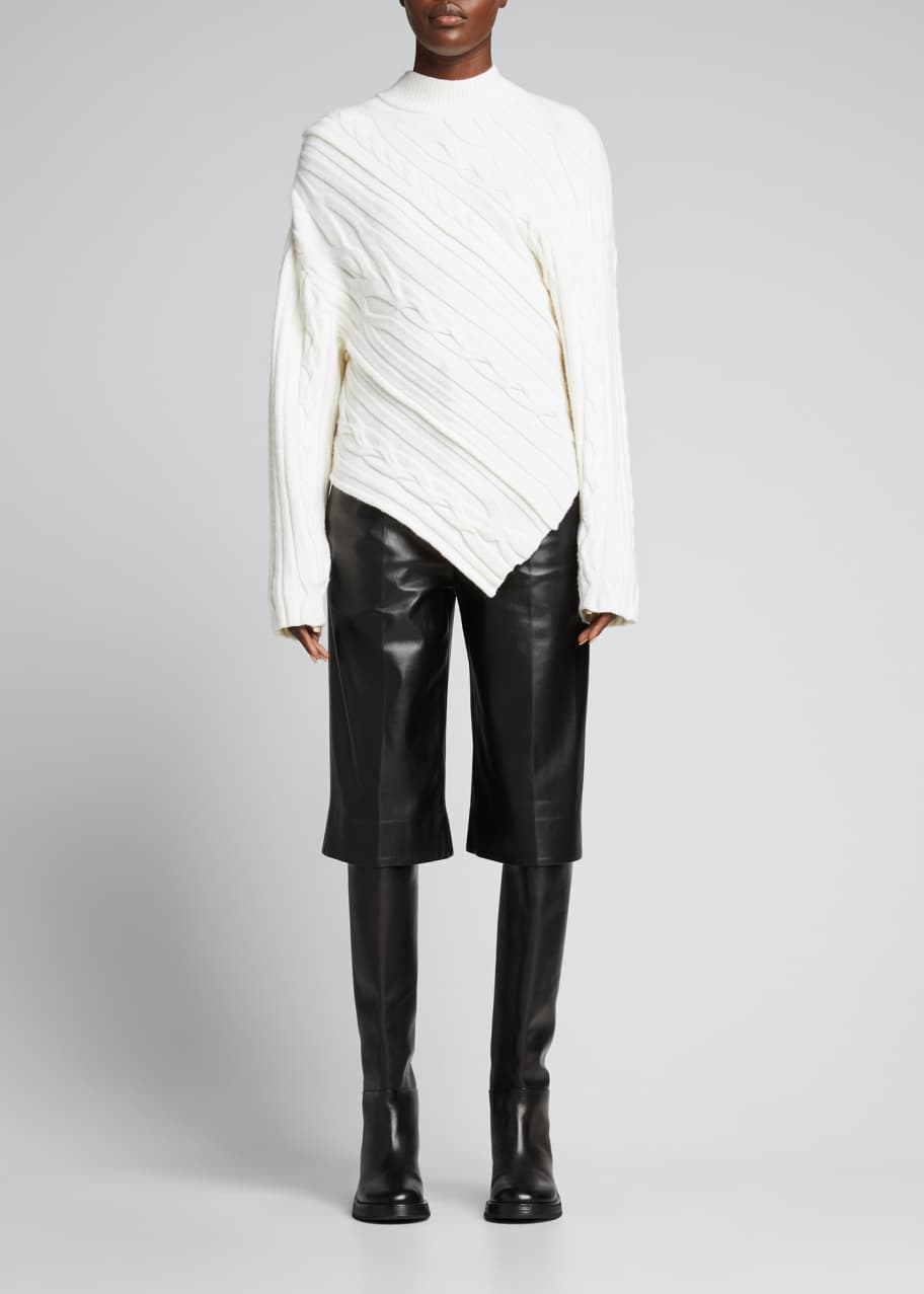 Proenza Schouler Bias Wavy Cable-Knit Asymmetric Sweater - Bergdorf Goodman