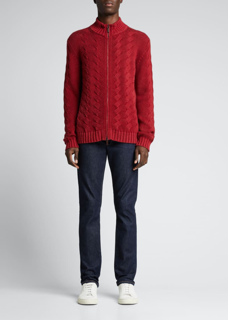 Iris Von Arnim Mens Leopold Cashmere Cable Zip Sweater Bergdorf Goodman