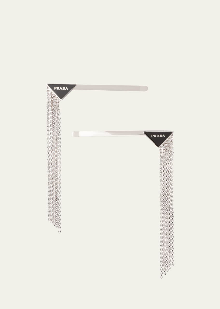 Prada Triangle Logo Crystal Hair Pins - Bergdorf Goodman