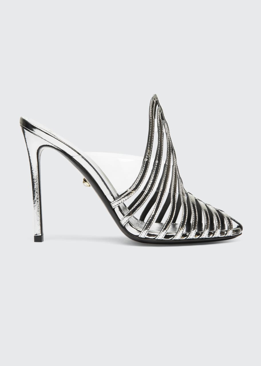 Alevi Alessandra Kim Metallic Caged Mule Pumps - Bergdorf Goodman
