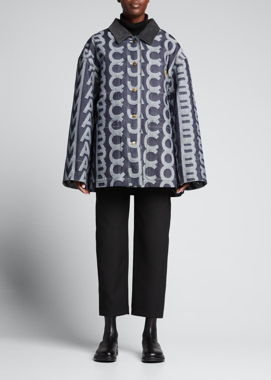 Marc Jacobs Logo-Print Oversized Denim Jacket - Bergdorf Goodman