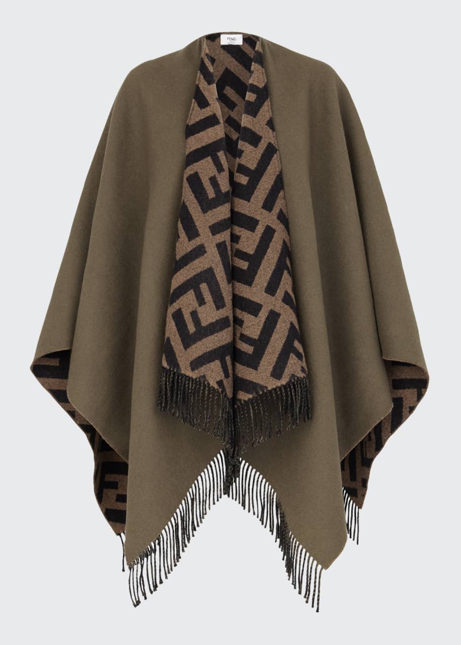 Fendi Reversible FF Cashmere-Wool Fringe Poncho - Bergdorf Goodman Fendi Reversible FF Cashmere-Wool Fringe Poncho - Bergdorf Goodman