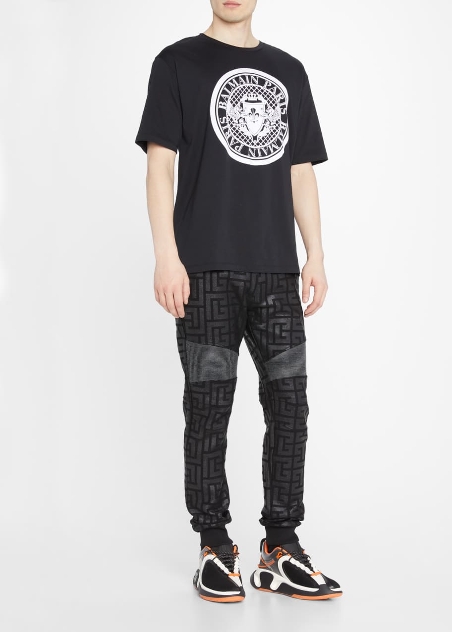 Balmain Men's Monogram Logo-Tape Moto Sweatpants - Bergdorf Goodman