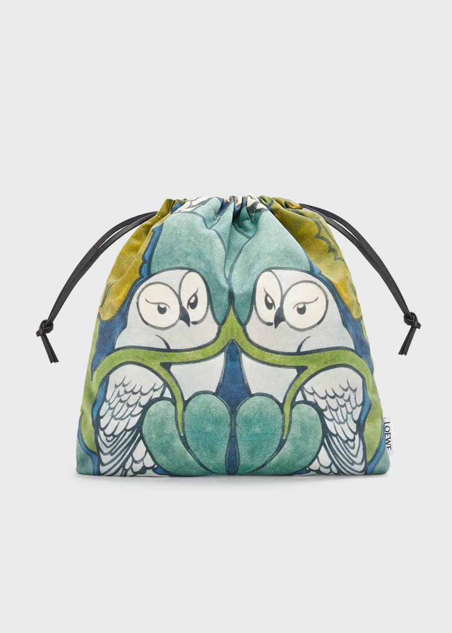 Loewe Owl Drawstring Leather Pouch Bag - Bergdorf Goodman