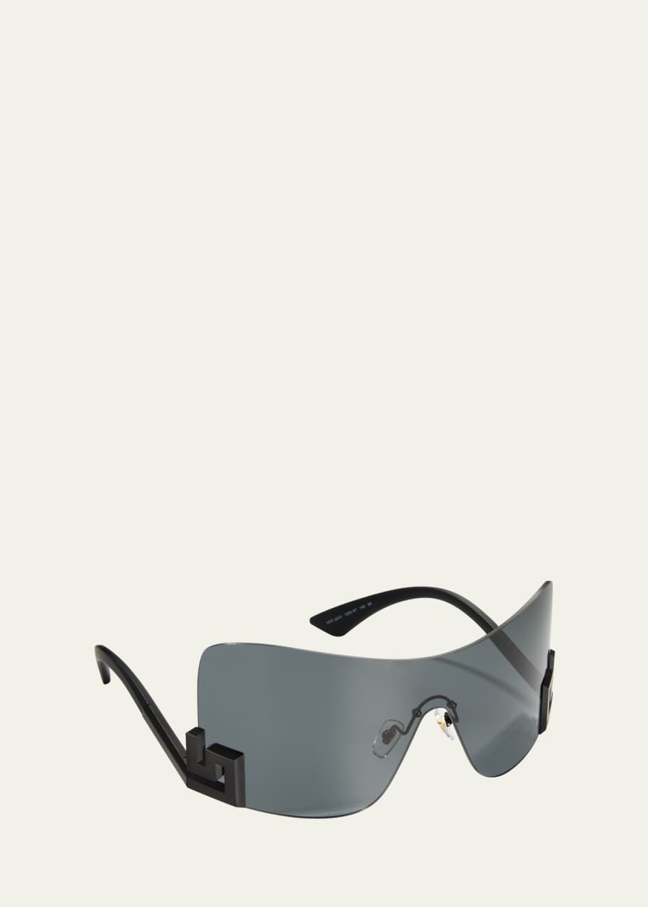 Versace Greca Rimless Metal-Acetate Shield Sunglasses - Bergdorf Goodman