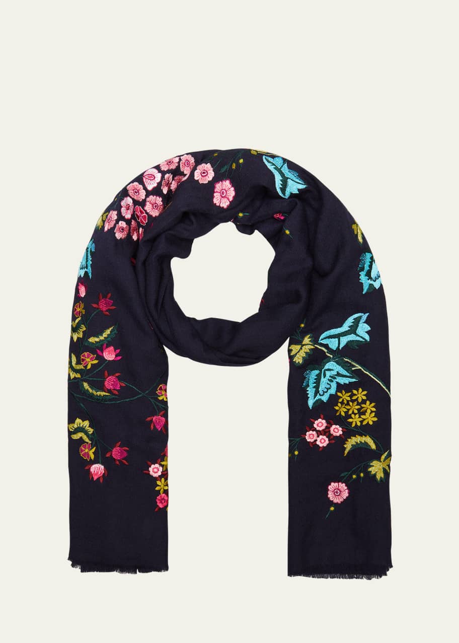 Janavi India Floral Bunch Cashmere Scarf - Bergdorf Goodman