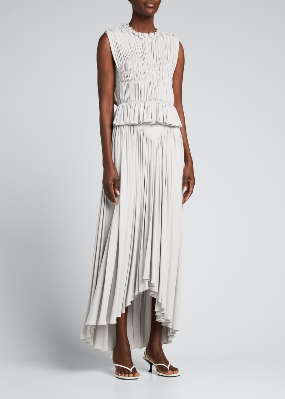 Khaite Genevie Pleated High-Low Bustier Dress - Bergdorf Goodman