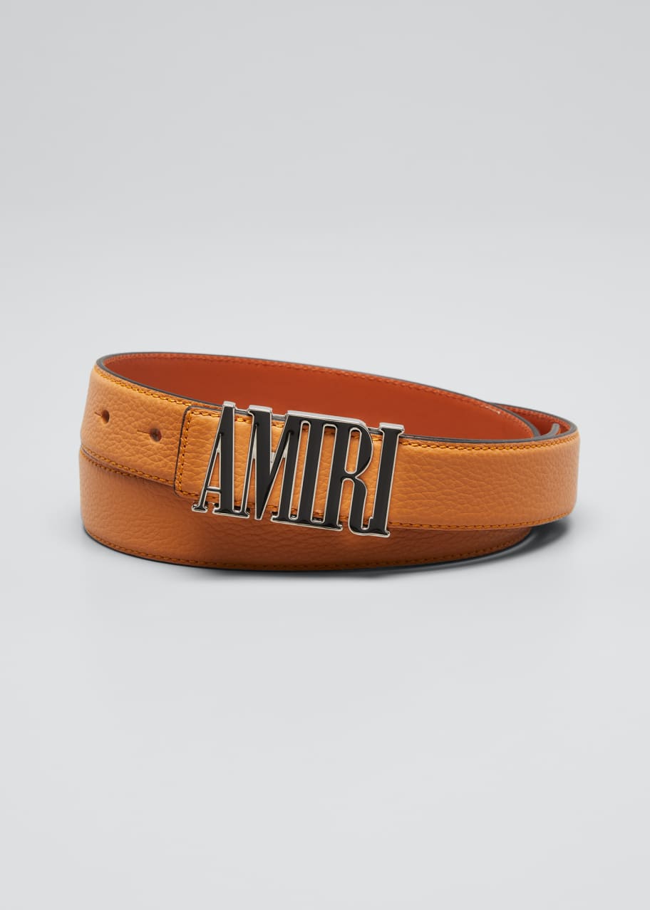 Amiri Men's Logo Leather Belt - Bergdorf Goodman