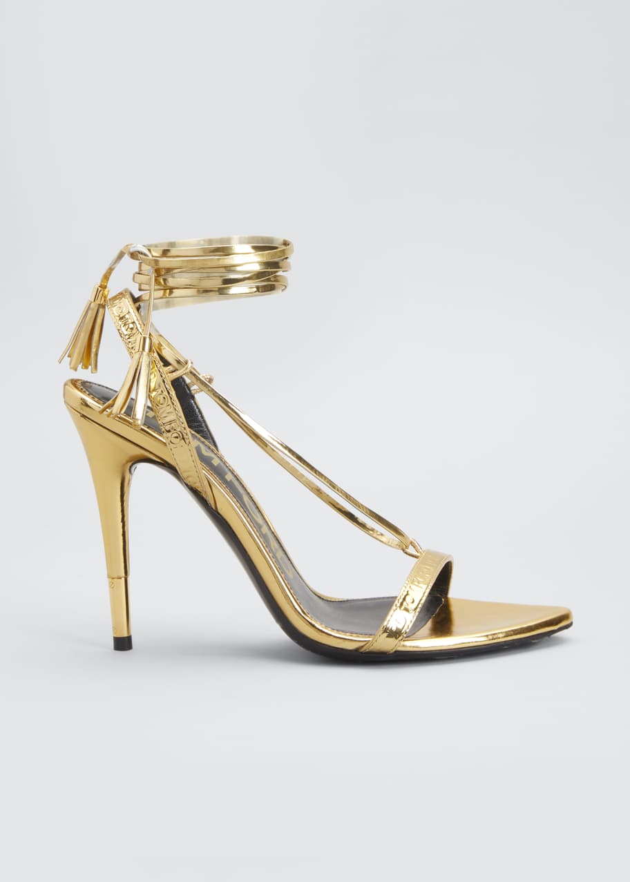Tom Ford 105mm Metallic Tassel Ankle Wrap Sandals Bergdorf Goodman