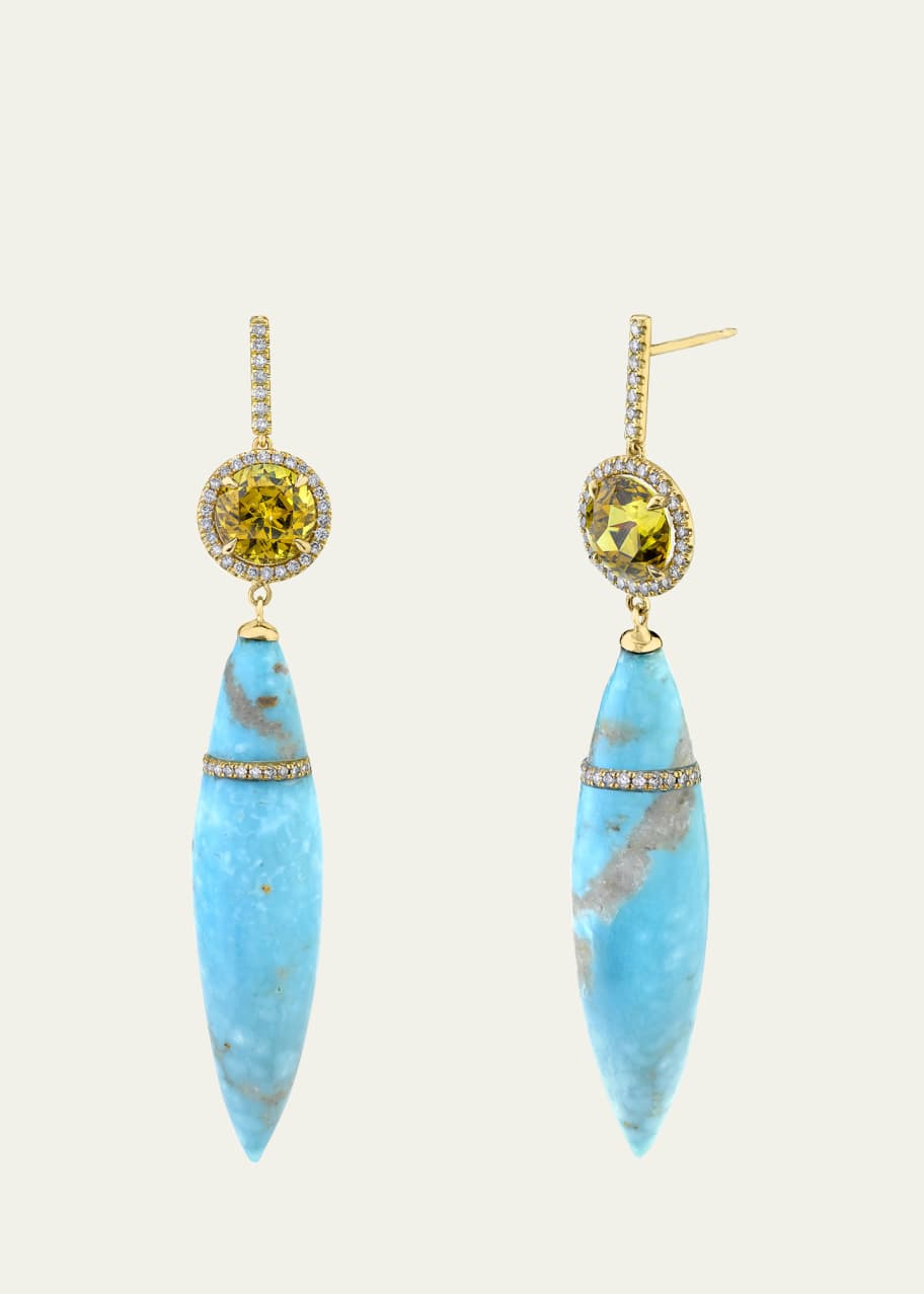 Emily P. Wheeler 18K Yellow Gold Persian Turquoise Earrings with ...