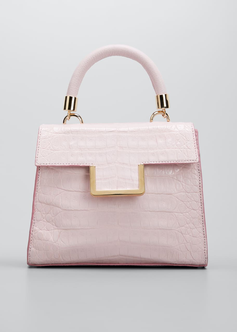 Maria Oliver Michelle Small Crocodile Top-Handle Bag with Strap ...