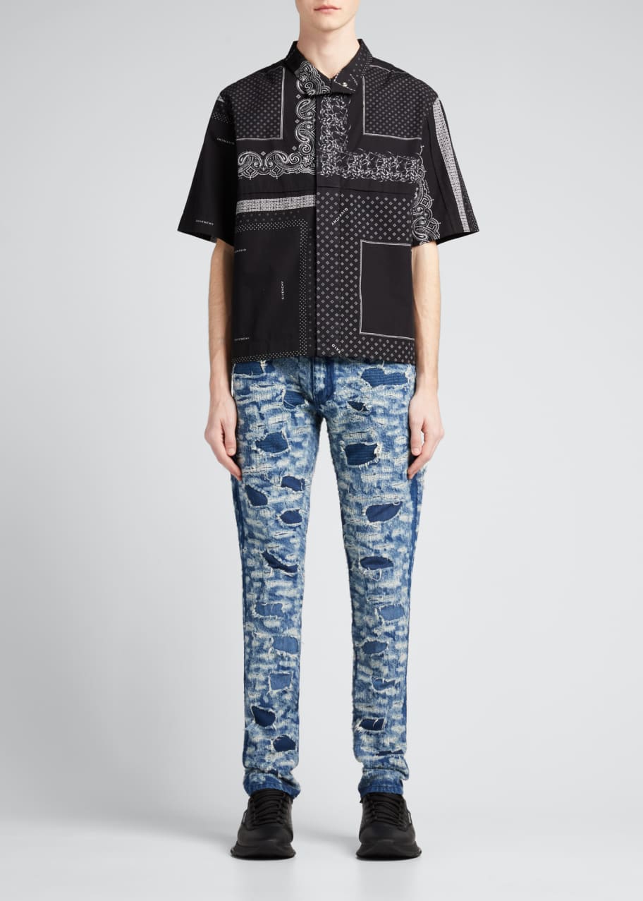 Givenchy Men's Allover Distressed Jeans - Bergdorf Goodman