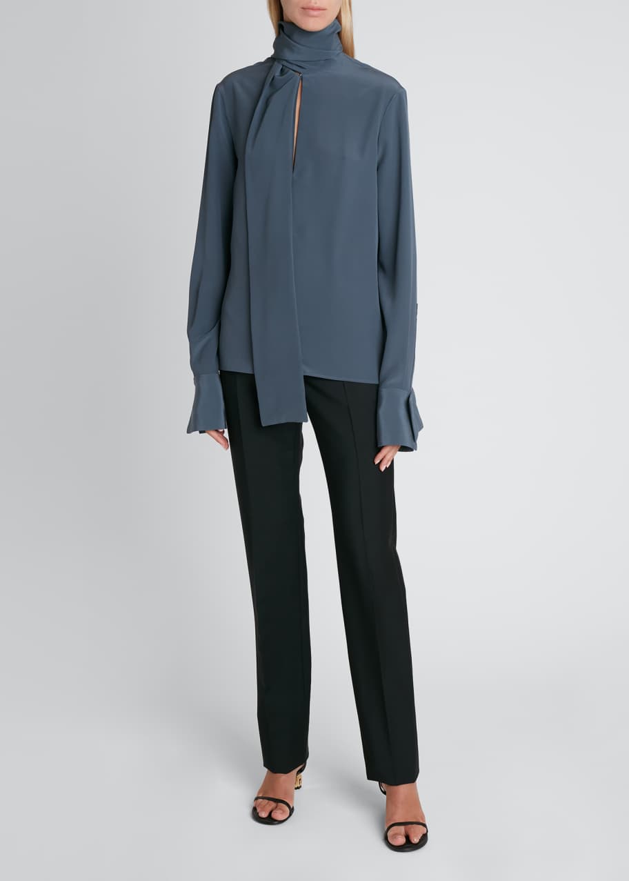 Givenchy Tie-Neck Silk Blouse - Bergdorf Goodman