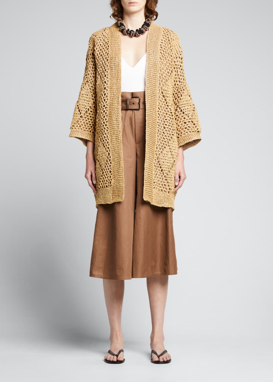 Brunello Cucinelli Opera Raffia Crochet Open Coat - Bergdorf Goodman