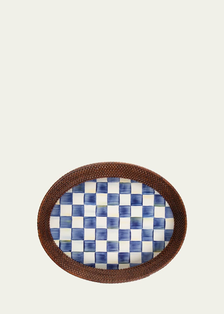 MacKenzie-Childs Royal Check Rattan Enamel Tray - Large - Bergdorf Goodman