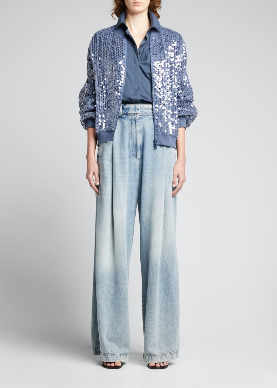 Brunello Cucinelli Sequined Fish Scale Jute-Blend Bomber Jacket ...