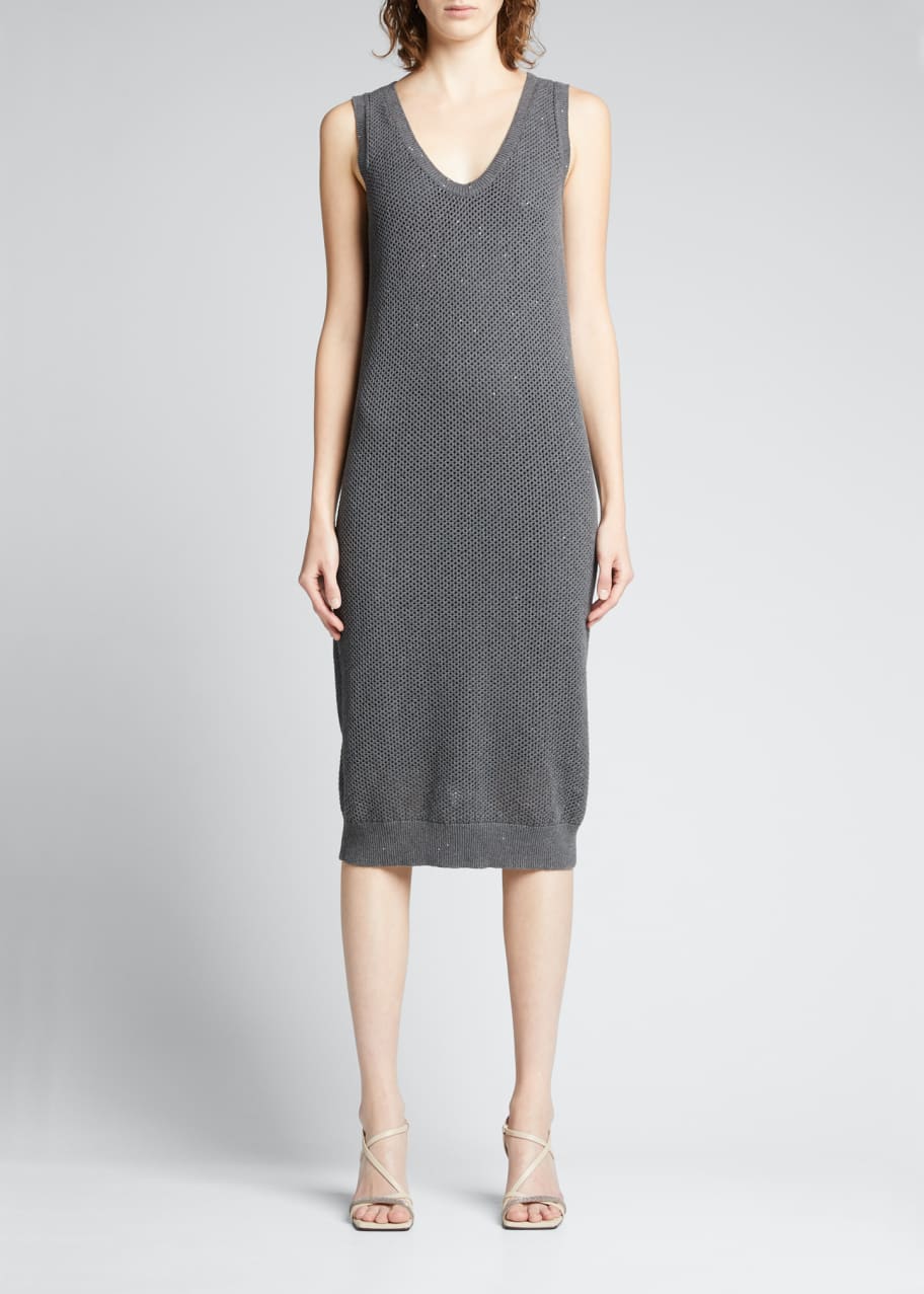 Brunello Cucinelli Micro Sequined Mesh Tank Dress - Bergdorf Goodman