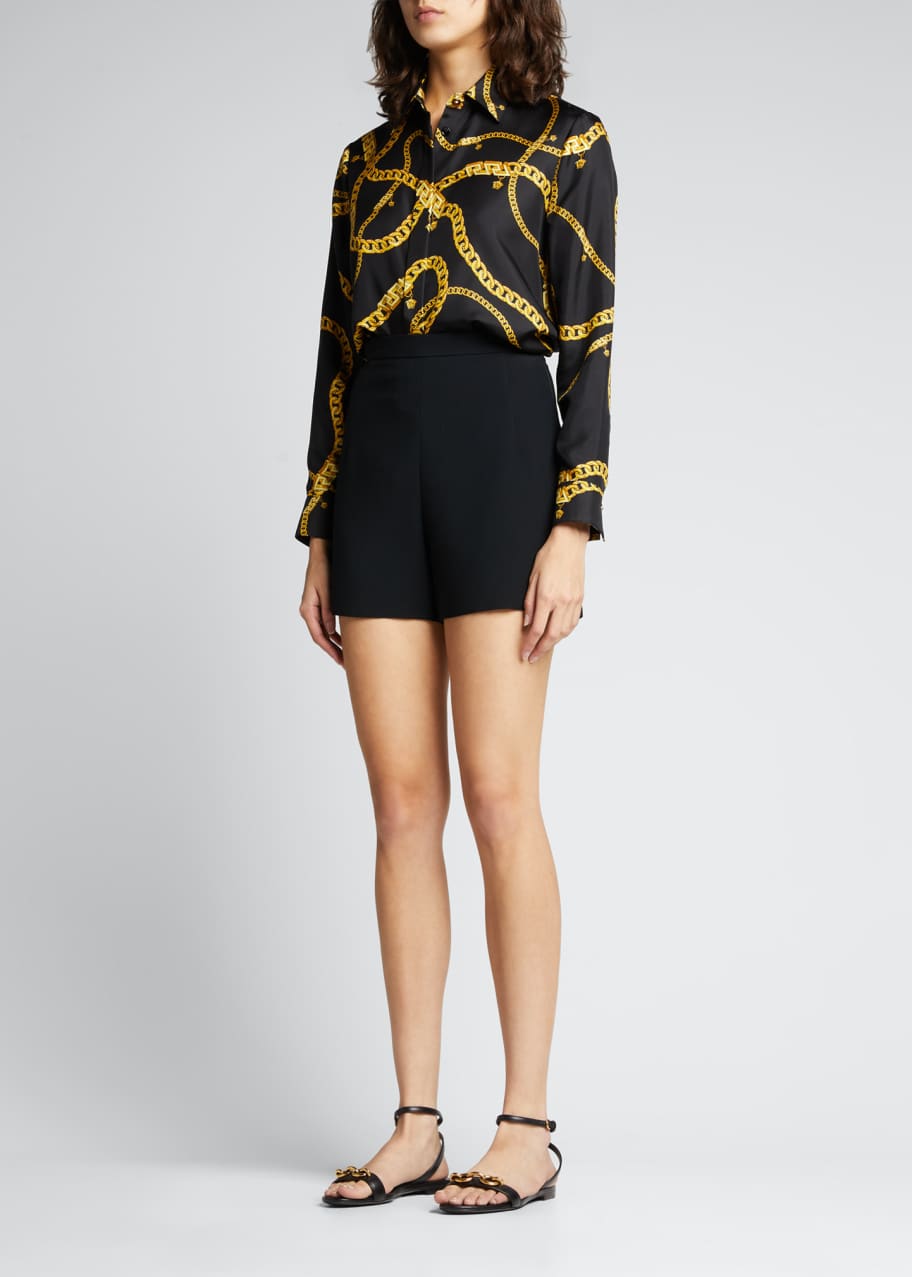Versace Chain-Print Button-Down Silk Shirt - Bergdorf Goodman
