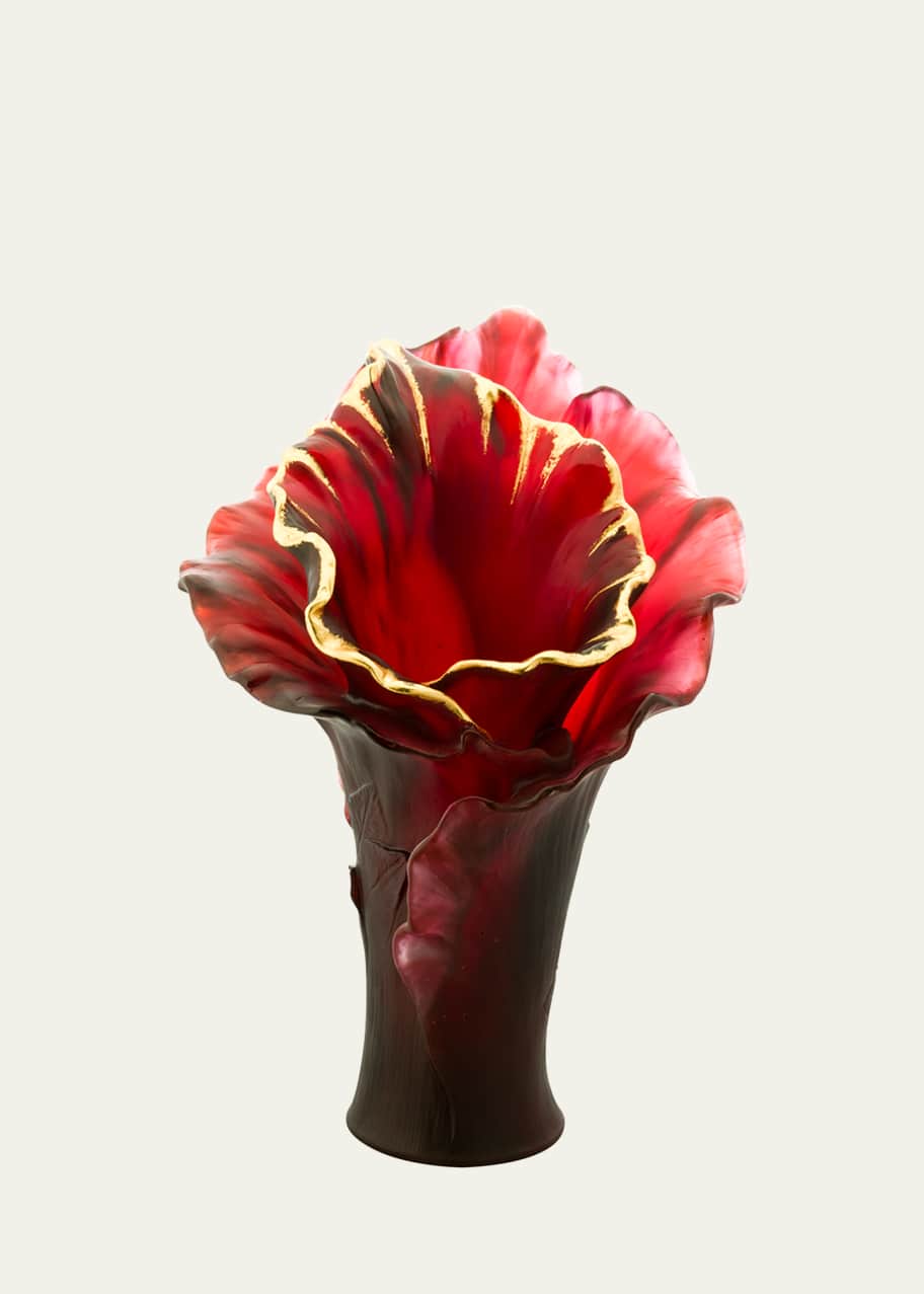 Daum Large Arum Vase In Red With Gold - Bergdorf Goodman