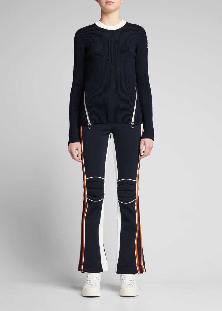 FUSALP Tipped Rib Logo Side-Zip Sweater - Bergdorf Goodman