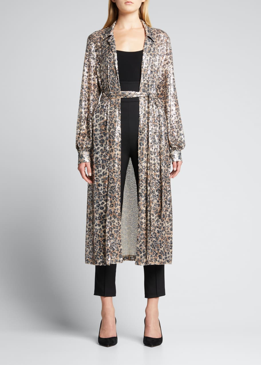 Badgley Mischka Collection Sequined Leopard-Print Duster - Bergdorf Goodman