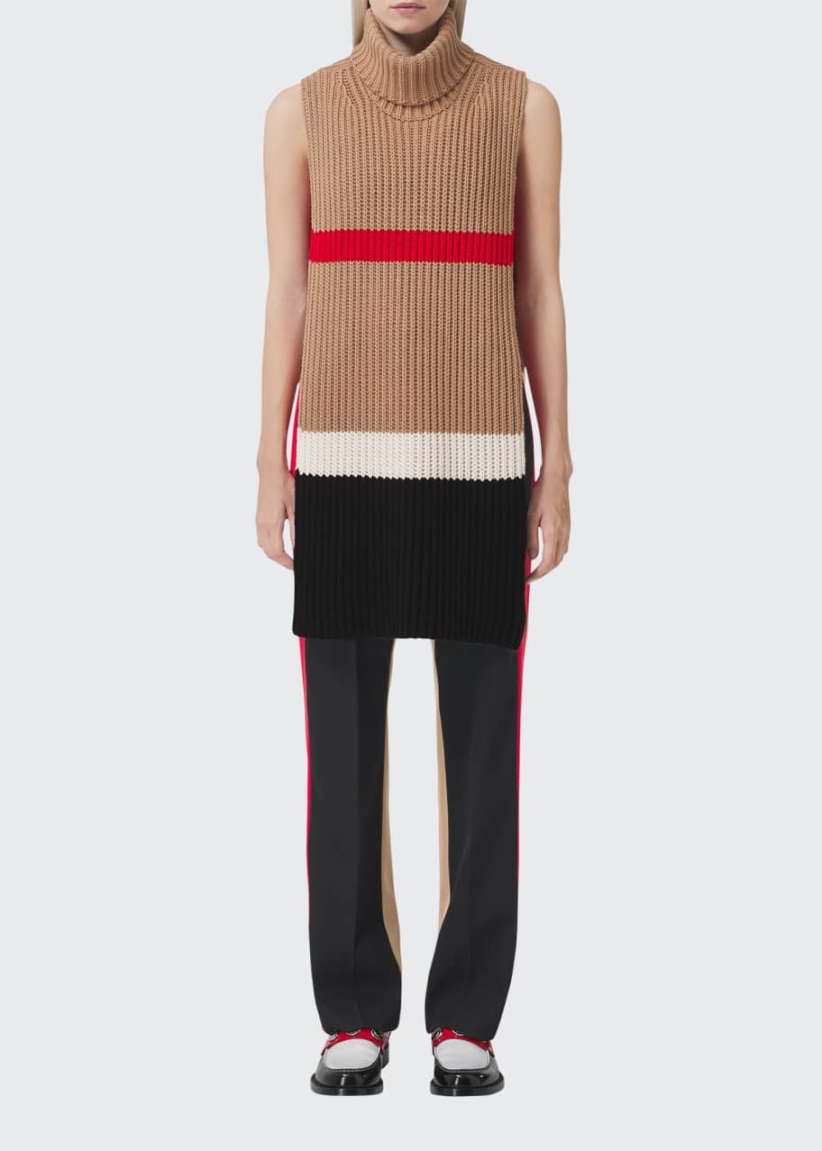 Burberry Striped Turtleneck Cashmere Tabard - Bergdorf Goodman