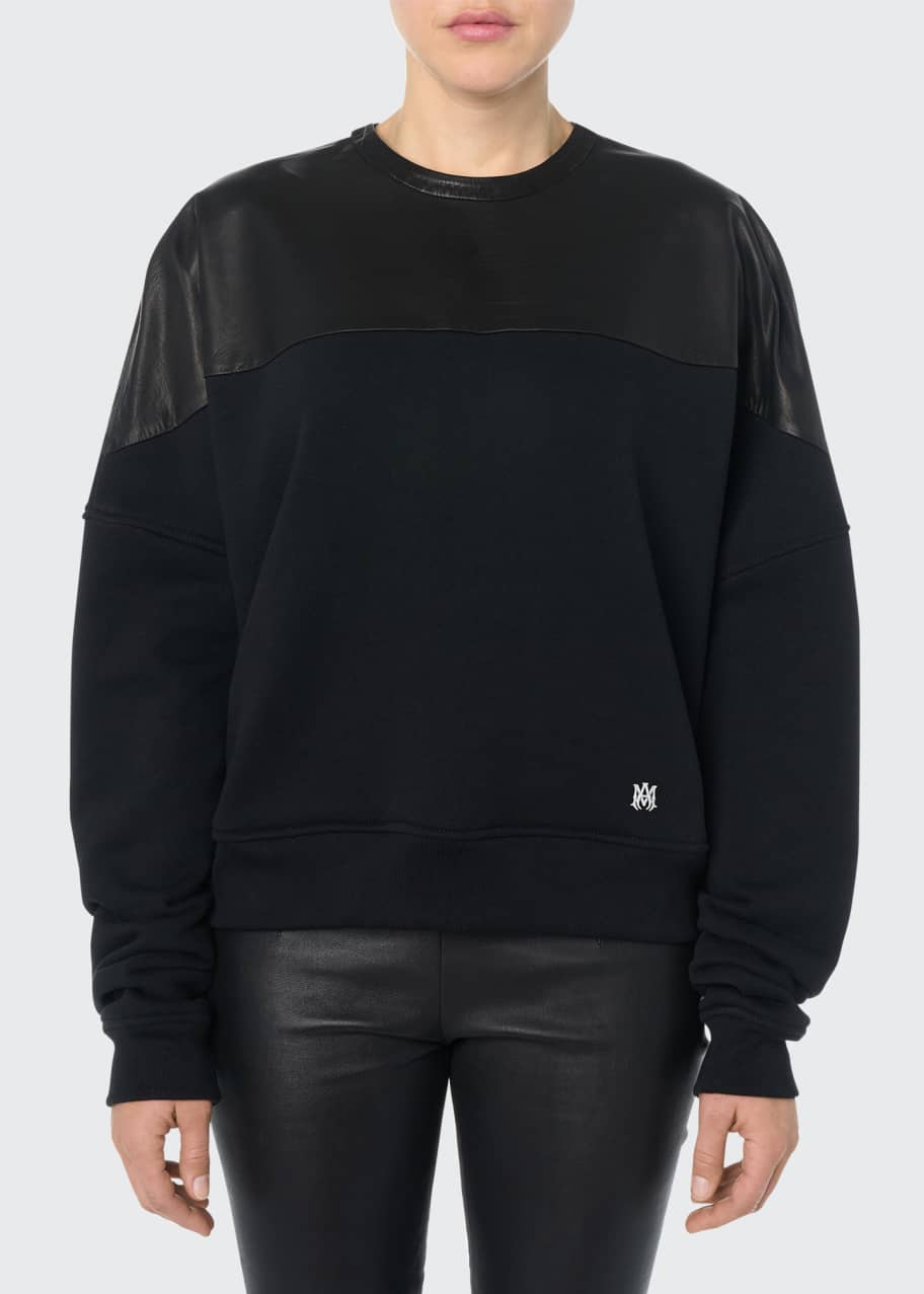 Amiri Hybrid Leather Pullover - Bergdorf Goodman