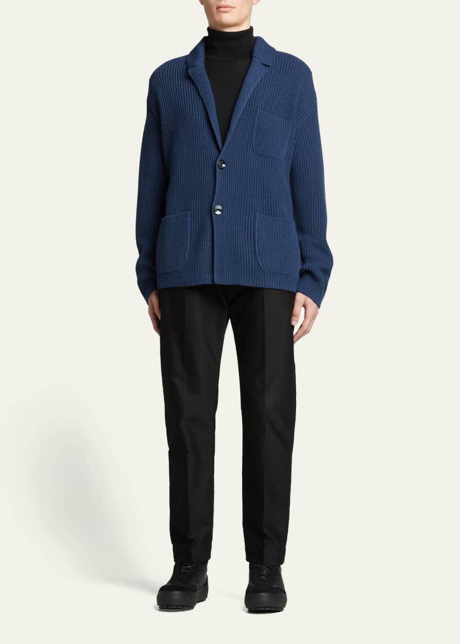 Agnona Men's Cashmere-Cotton English Rib Knit Jacket - Bergdorf Goodman