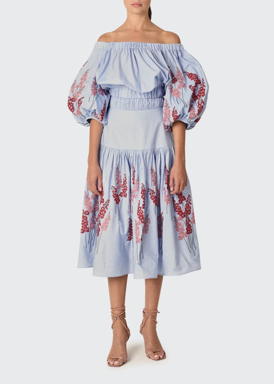 Silvia Tcherassi Caposele Floral Embroidered Midi Skirt Bergdorf Goodman